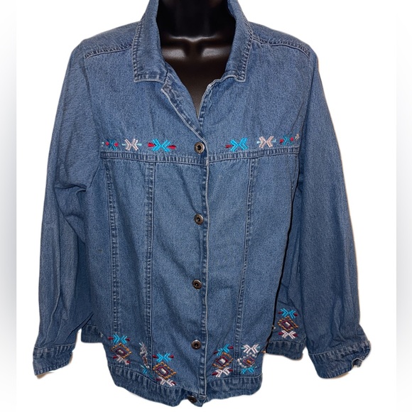 Agapo | Jackets & Coats | Vintage Agapo Embroidered Boho Denim Jacket ...
